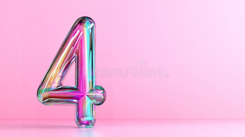Colorful Glass Number Four on Pink Empty Background Stock Illustration ...