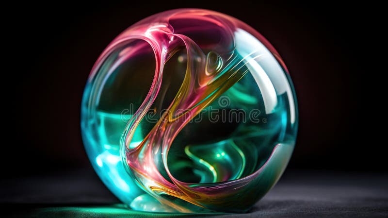 A Colorful Glass Object Sitting on a Table with a Black Background ...