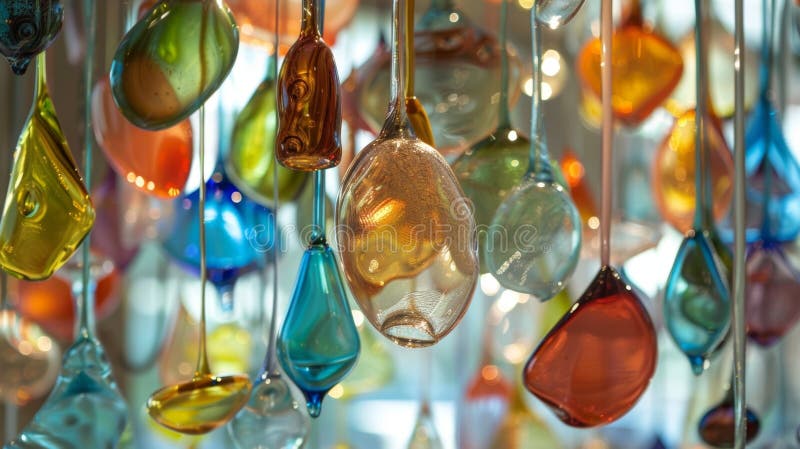 Colorful Glass Objects Hanging Creating Abstract Background Stock Photo ...