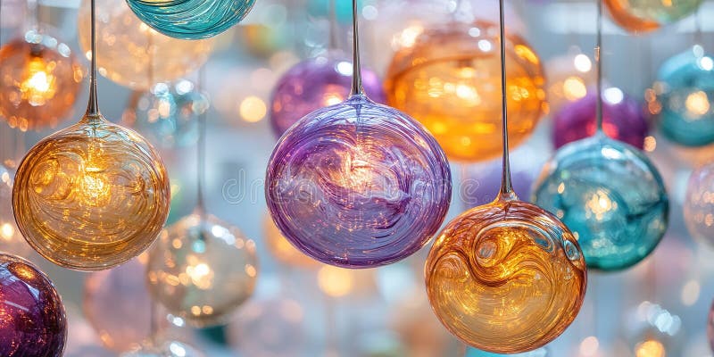 Colorful Glass Orbs Hanging in a Bright Setting Create a Captivating ...