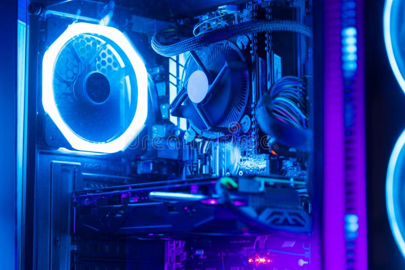 Colorful Glass Pc Case Interior Stock Image - Image of gamer ...