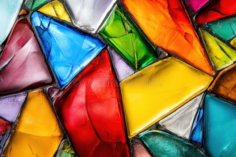 Colorful Glass Pieces Arranged Artfully in a Striking Pattern Create a ...