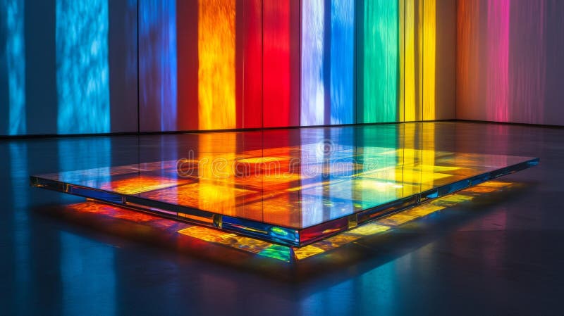 Colorful Glass Platform Reflecting Rainbow Hues Stock Illustration ...