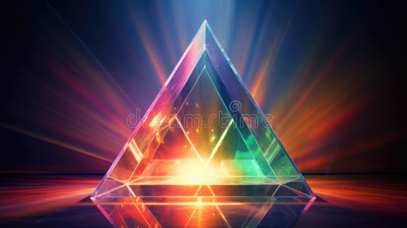 Colorful Glass Prism Triangle Light Dispersion in Dark Background, Ai ...