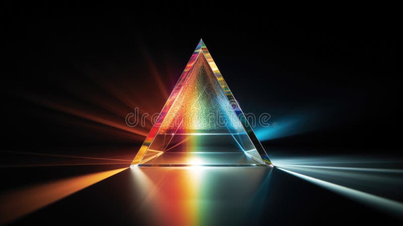Colorful Glass Prism Triangle Light Dispersion in Dark Background, Ai ...