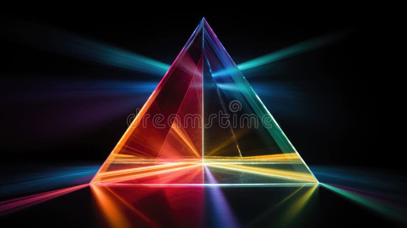 Colorful Glass Prism Triangle Light Dispersion in Dark Background, Ai ...