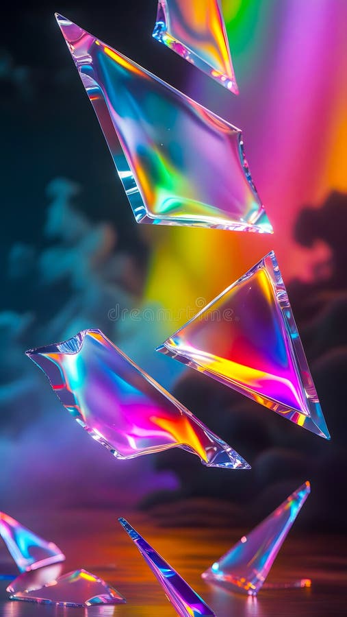 Abstract Trapezoidal Glass Prisms with Vibrant Rainbow Light ...