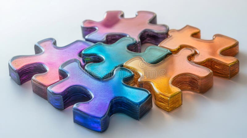 Colorful Glass Puzzle Pieces on White Background Stock Illustration ...