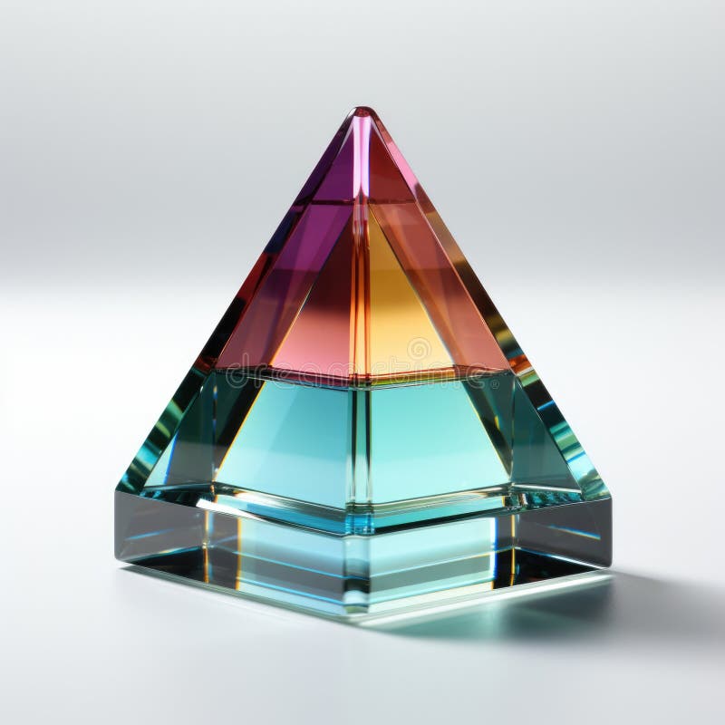 A Colorful Glass Pyramid on a White Surface, Clipart on White ...