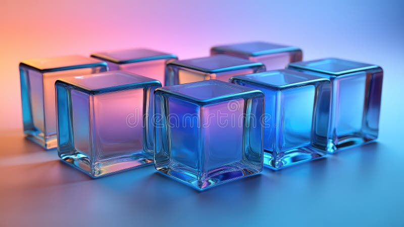 Colorful Glass Rectangular Prism with Gradient Design on a White ...