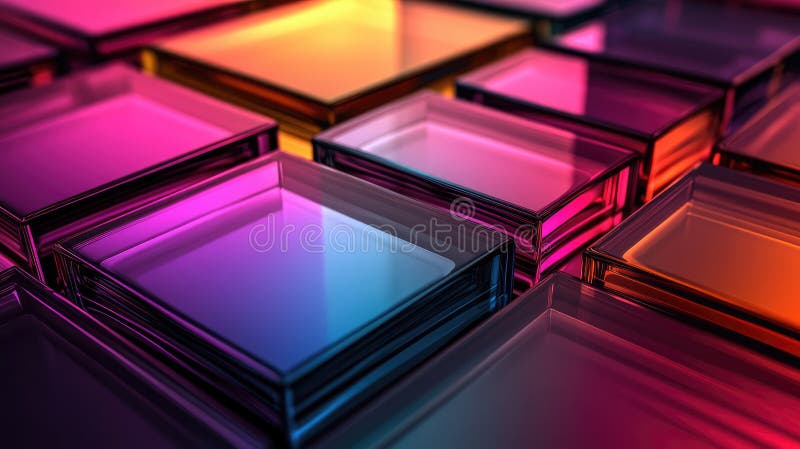 Colorful Glass Rectangular Prism with Gradient Design on a White ...