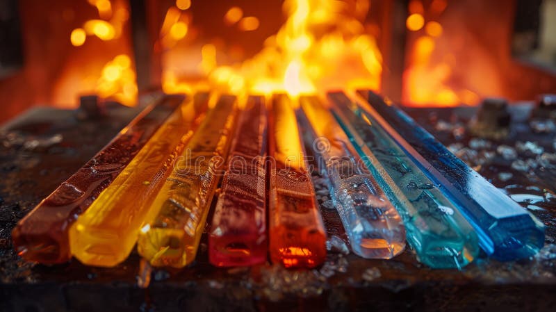 Colorful Glass Rods in a Glassblowing Workshop. Stock Photo - Image of ...