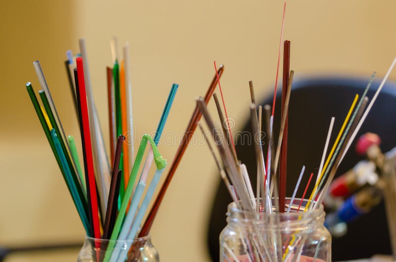 Glass Blower Manufacturing Process Stock Photo - Image of holder ...