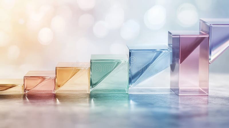 Colorful Glass Shapes Arranged in Ascending Order Create a Rainbow ...