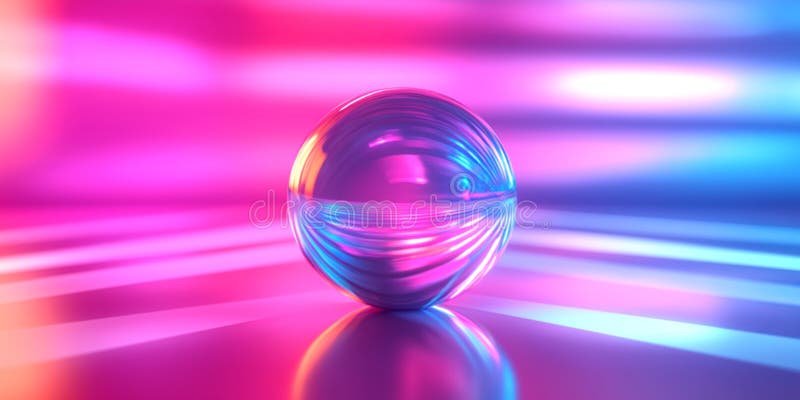 Colorful Glass Sphere Reflecting Vibrant Lights on a Smooth Surface ...