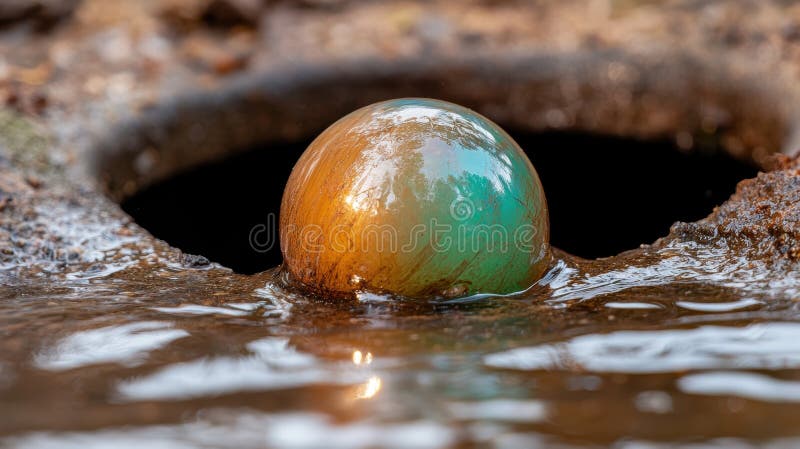 Colorful Glass Sphere in a Stream Stock Illustration - Illustration of ...
