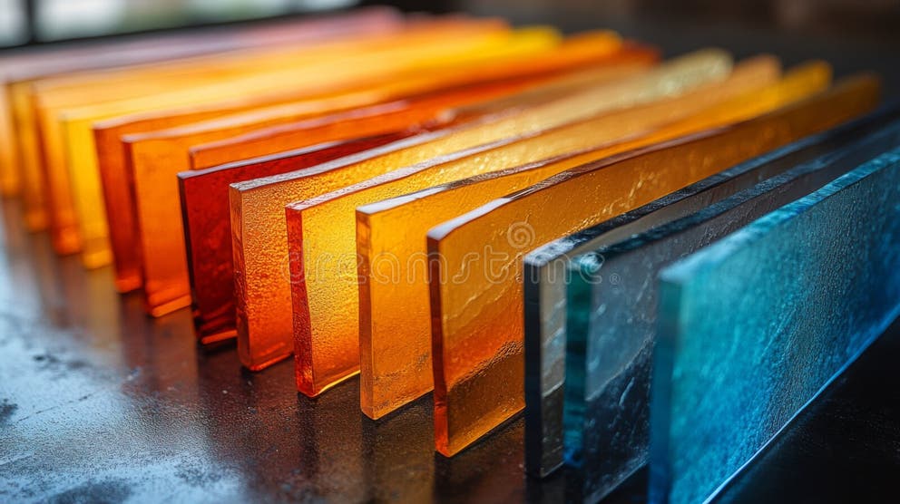 Colorful Glass Strips Arranged in a Pattern on a Surface Suggesting ...