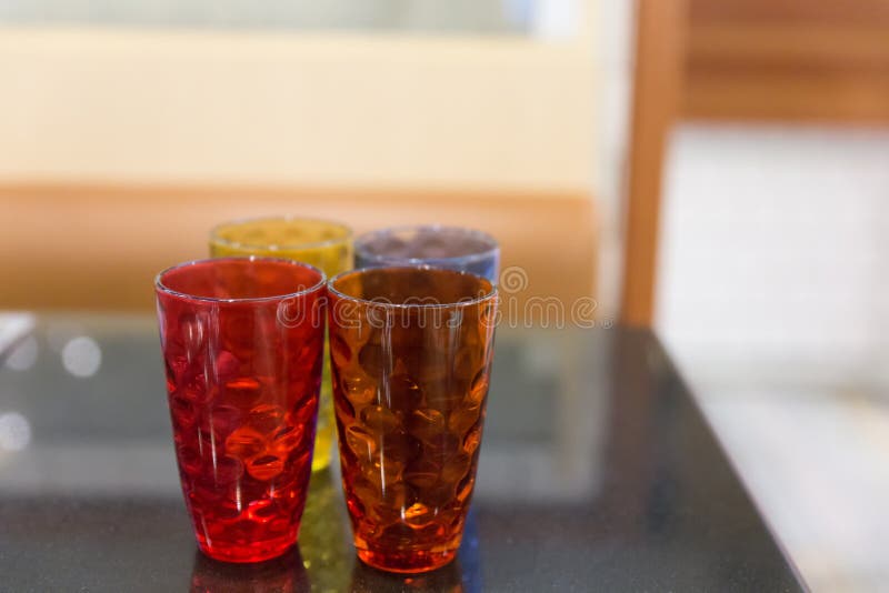 Colorful Glass, on Table in Cafe Restaurant Stock Photo - Image of ...