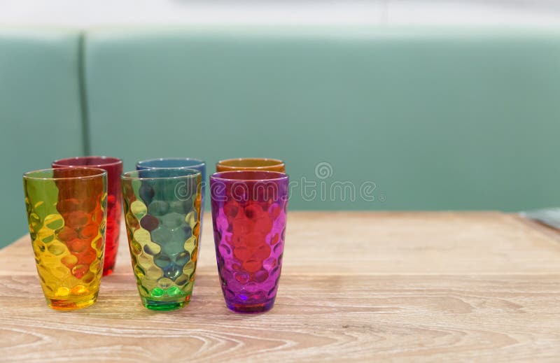 Colorful Glass, on Table in Cafe Restaurant Stock Image - Image of meal ...