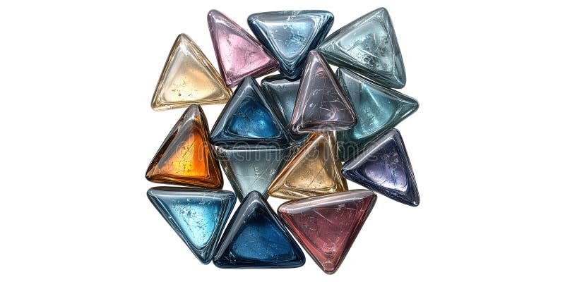 Colorful Glass Triangular Stones Isolated on Transparent Background ...