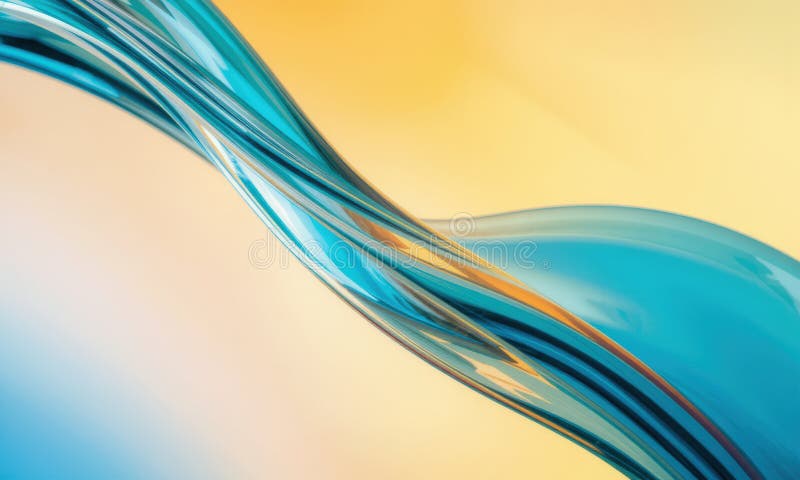 Colorful Glass Wave with Blue and Yellow Hues, Creating Serene and ...