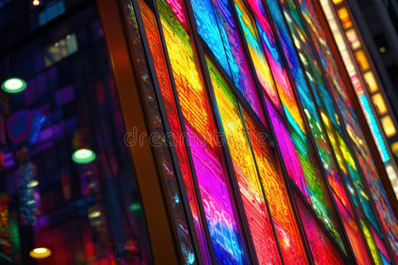 Colorful Glass Windows Illuminate a Building with Vibrant Light Shining ...