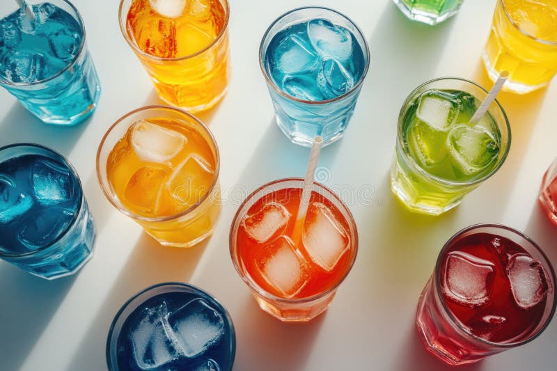 Colorful Glasses of Cold Beverages Stock Photo - Image of fruit, happy ...