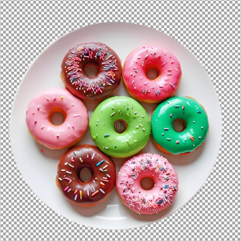 Colorful Glazed Donut Assortment on a Transparent Background Stock ...
