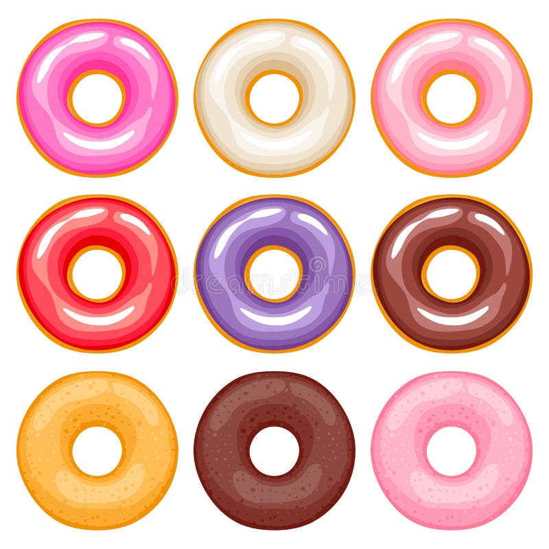 Colorful Donuts Icons Set. Sweet Bakery Vector. Stock Vector ...