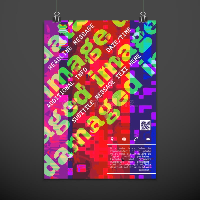 Colorful Glitch Design Backdrop Poster Layout Stock Vector ...