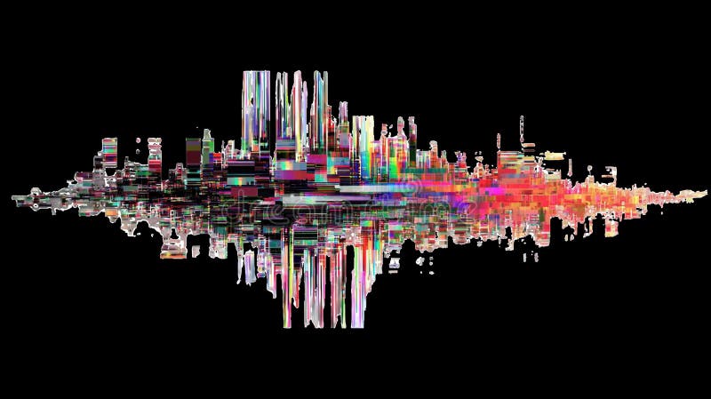 Colorful Glitch Electric Flicker Element on Transparent Background ...