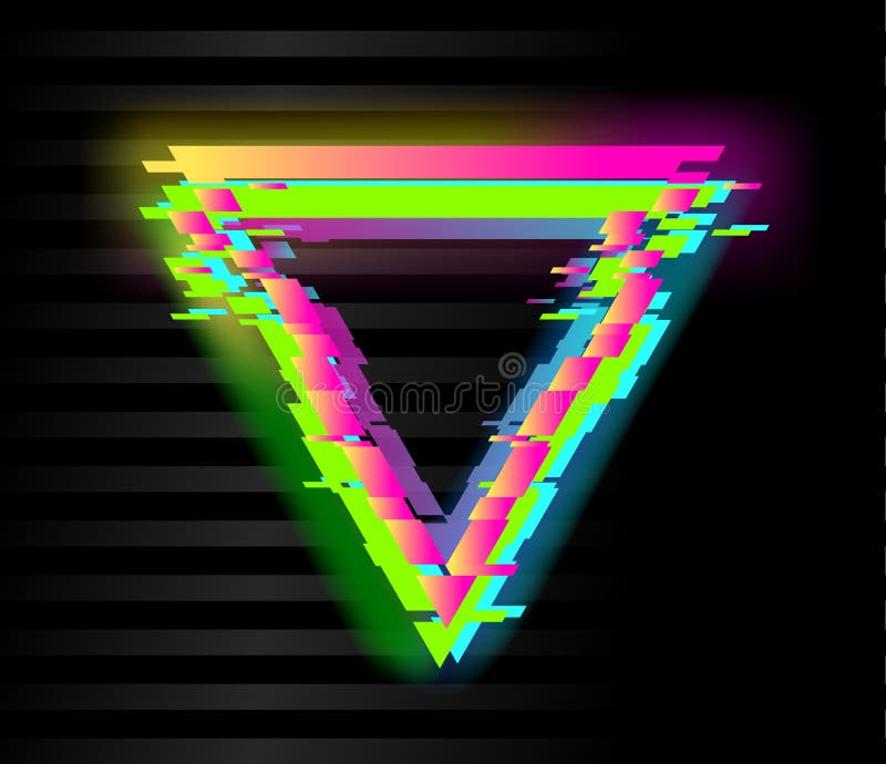 Colorful Glitch Triangle Geometric Shape, Frame with Neon Glitch Effect ...