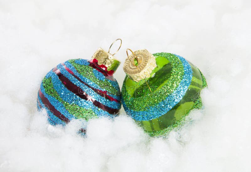 Colorful Glitter Christmas Balls Over White Background Stock Image ...