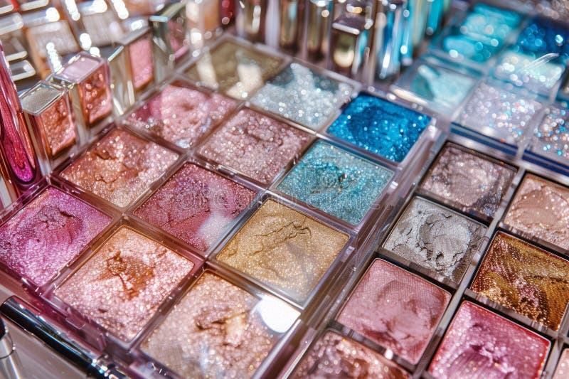 Colorful Glitter Eyeshadow Palettes, Vibrant Sparkling Array of Makeup ...