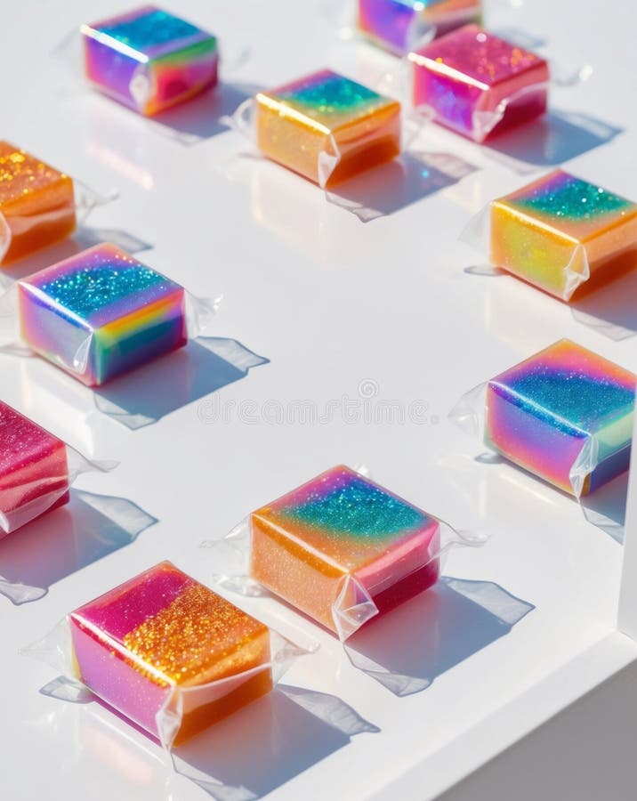 Colorful Glittery Bars of Soap in Plastic Packaging. Stock Photo ...