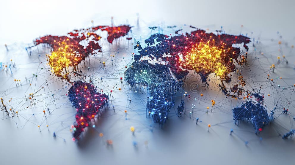 Colorful Global Network Visualization with Connections Stock ...