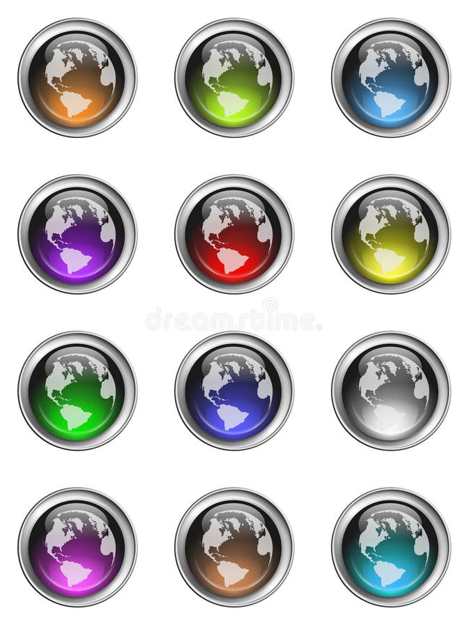 Colorful globe buttons stock illustration. Illustration of finance ...