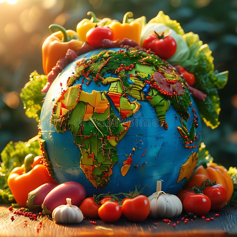 Colorful Globe Created from Fresh Vegetables. Generative AI Stock ...