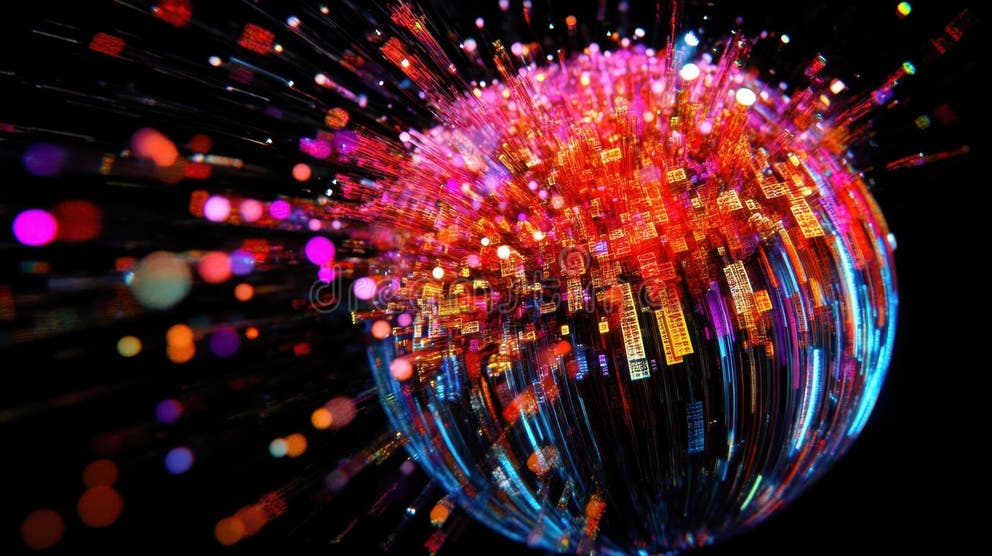 Abstract Globe Showing Data Transfer and Information Flowing Stock ...