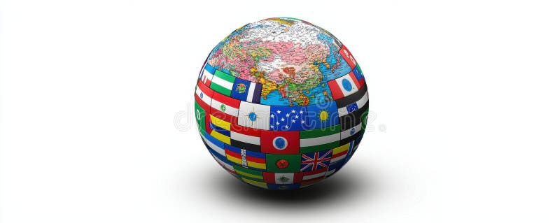 Colorful Globe with Diverse Country Flags Symbolizing Global Unity and ...