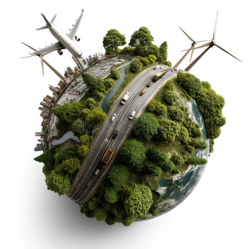 A Colorful Globe Featuring Various Trees and Buildings Placed on it ...