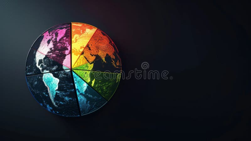 Colorful Globe Illustration with Segmented Continents on Dark ...