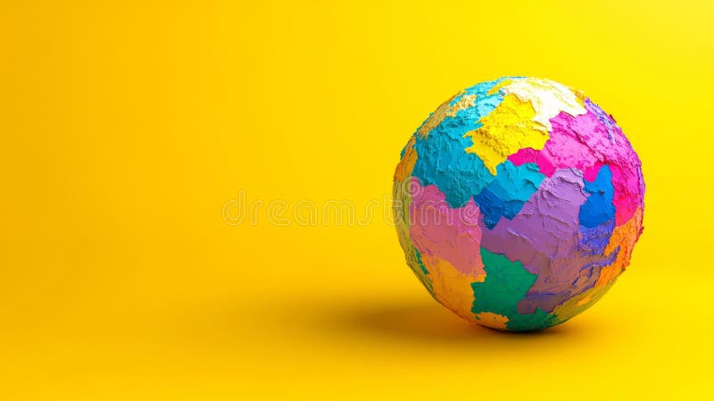 Colorful Globe Made of Layered Paper on Yellow Background Stock Image ...