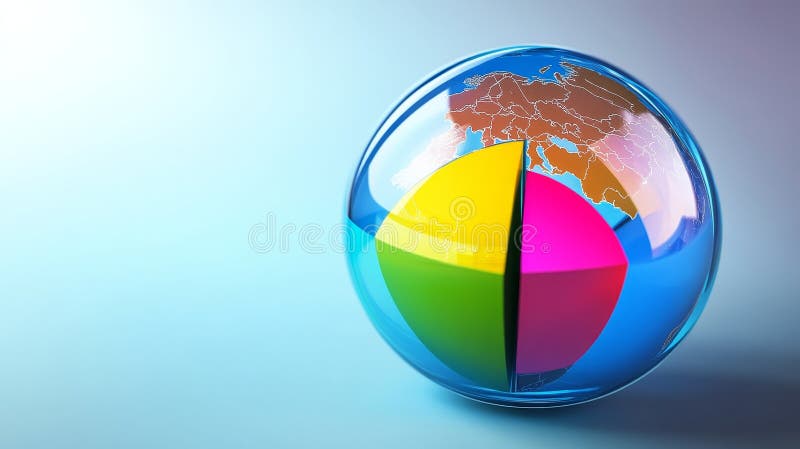 Colorful Globe Pie Chart Representing Global Population Demographics ...