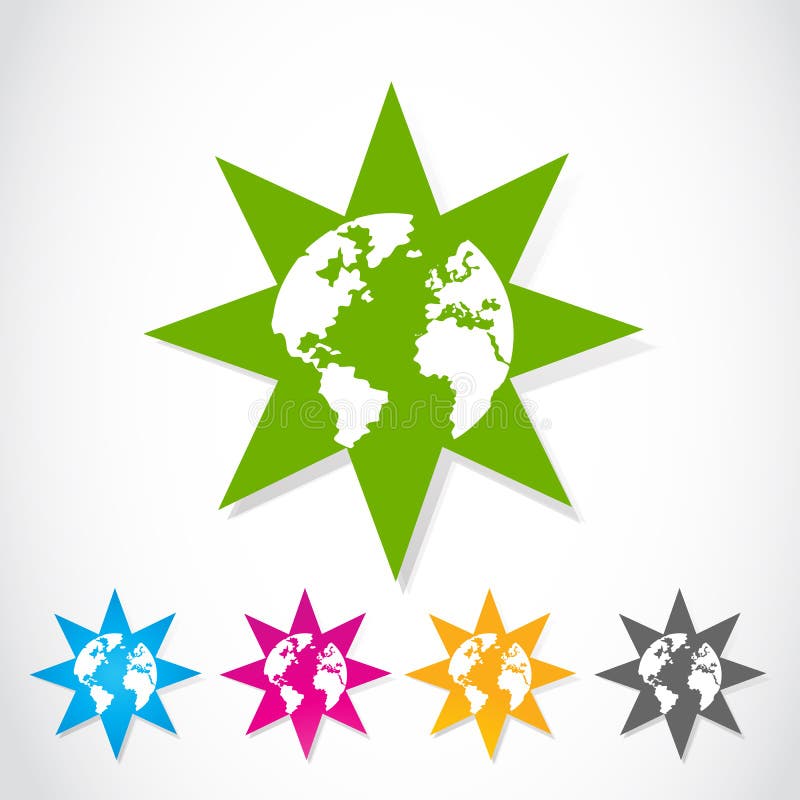 Colorful globe stickers stock vector. Illustration of north - 28617495