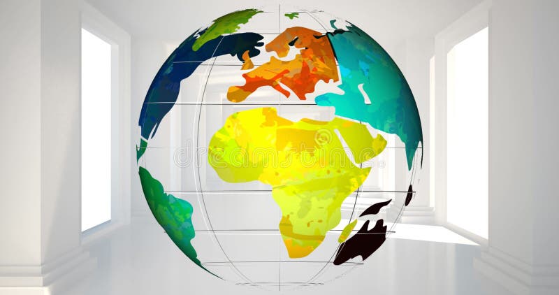 Colorful globe turning 4k stock illustration. Illustration of south ...