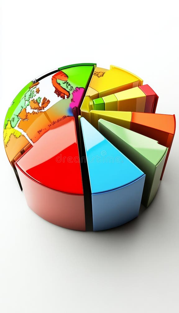 Colorful Globe Visualization Pie Chart Segments Representing Global ...