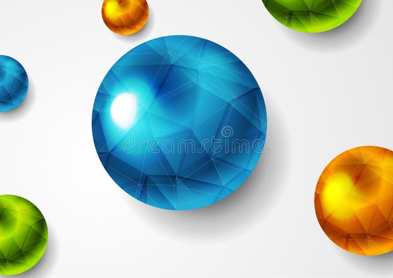 Colorful Glossy Balls with Low Poly Texture Abstract Background Stock ...