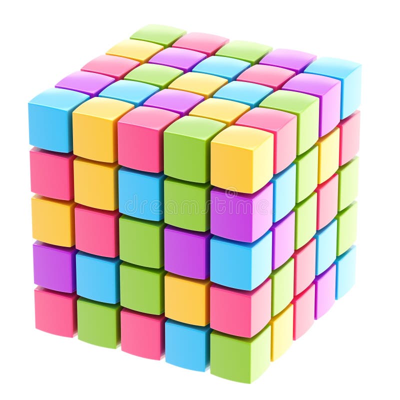 Colorful Glossy Cube Isolated Stock Illustration - Illustration of ...