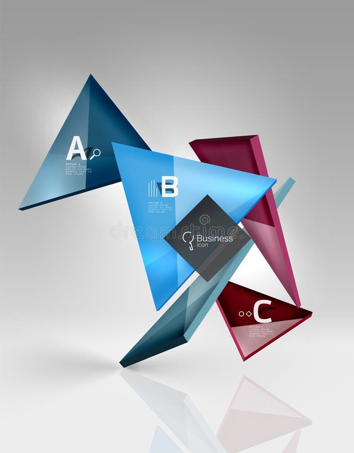 Colorful Glossy Glass Triangle on Empty 3d Space Stock Vector ...